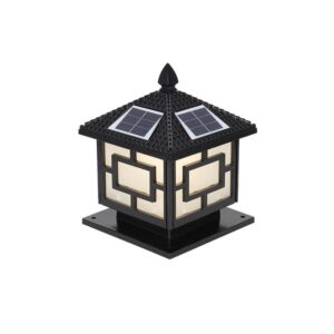 xmfxiao solar column headlight outdoor wall light garden light home villa garden light waterproof door light vintage retro aluminum glass stigma post porch patio pillar street lamp security light