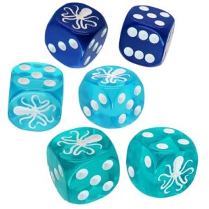 octopus d6 dice set | 6 pcs | 16mm six-sided | translucent dice | tabletop roleplaying games | rpg | from steve jackson games