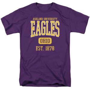 ashland university official est. date short sleeve mens cotton t-shirt,purple, 2x-large