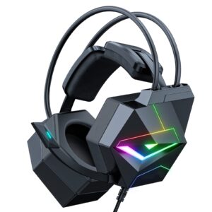 onitoon gaming headset, ps4 7.1 surround gaming headphones with noise cancelling microphone, rgb streamer effect, ultralight comfortable soft flying wing head beam for ps5, psp, laptop (7.1 surround)