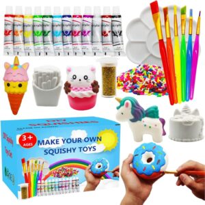 korilave squishies toy painting kit for girls diy art crafts, jumbo slow rising blank squishy party supplies stress anxiety relief toy for kids 4 5 6 7 8 years old(27pcs)