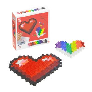 plus plus puzzle by number, 250 piece mini interlocking hashtag color blocks, 3d pixel art kit for kids - hearts