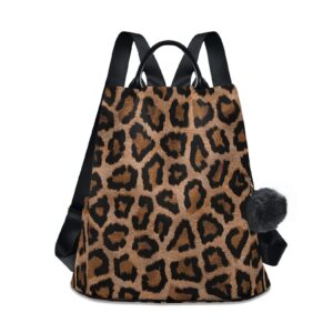 backpack purse for women fashion leopard print wild travel anti-theft daypack college casual shoulder bag medium size