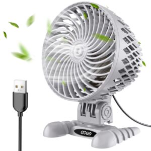 eogd 2022 newest usb desk fan with stepless speed control, 4.2" desk fans small quiet personal fan with strong wind up to 12mph, 360° rotatable mini table fan with removable fan guard (grey)