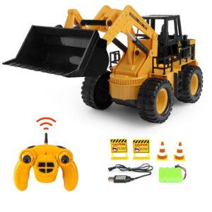 hyg toys remote control bulldozer, 1/24 scale front loader construction vehicles tractor for boys，construction vehicles 9 channel tractor excavator toy