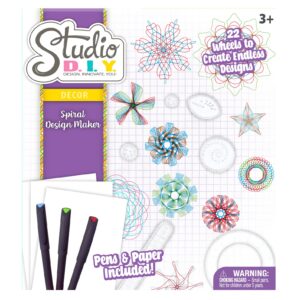 sunny days entertainment studio diy spiral design maker | creative art set with 22 spiral wheels, colored pens, and 20 sheets of art paper for kids