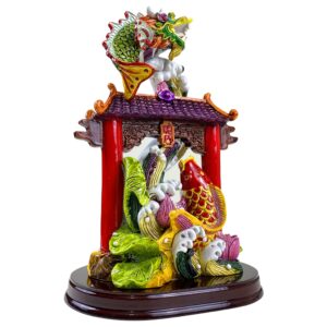 lendonten premium chinese feng shui decor gifts, home office tabletop ornaments collectible figurines, statues of fishes evolved into a dragon, fengshui lucky wealth for house