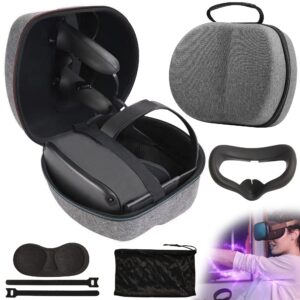 travel case for oculus quest 2, gmquiz vr case compatible with oculus quest 2 carrying case, with silicone face cover & lens protector, gray.