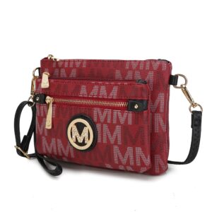 mkf crossbody bag for women, wristlet strap – pu leather shoulder handbag – small pocketbook messenger purse red