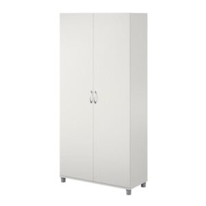 pemberly row engineered wood transitional 36" utility storage cabinet in white