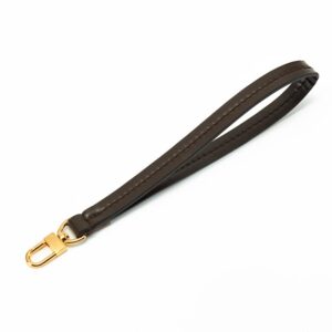 replacement hands-free wristlet strap vachetta leather for pochette wallet and clutch (brown wristlet strap)