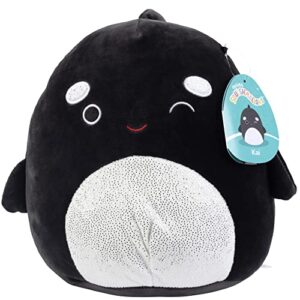 squishmallows 10" kai the orca whale - official kellytoy plush - soft and squishy killer whale stuffed animal toy - great gift for kids