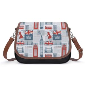 funnystar theme of uk and london british flag women's pu leather purses soft crossbody bag shoulder handbags