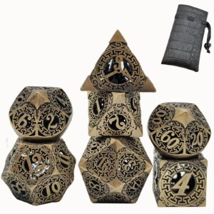 dnd dice set dungeons and dragons dice gifts rpg d&d metal polyhedral dice set games role playing mtg shadowrun pathfinder dice d4 d6 d8 d10 d12 d20 dice, ancient bronze