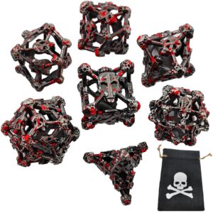 metal dnd dice set polyhedral dice set dungeons and dragons dice mtg rpg role playing d&d games dice pathfinder shadowrun d n d skull dice d20 d12 d10 d8 d6 d4, bloodstain