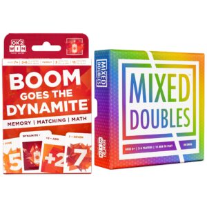 ok2win boom goes the dynamite math card game and mixed doubles dice game - fast-paced fun for the whole family - ages 7+