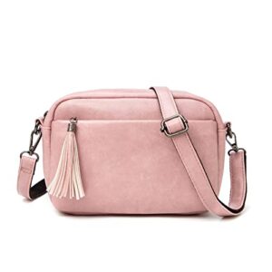 myfriday lightweight medium crossbody bag for women, camera shoulder purses pocketbooks with tassel and triple zipper pocket