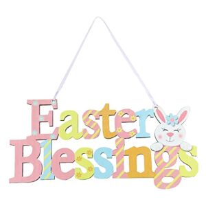 wooden welcome sign for front door easter decorations, happy easter egg bunny pendant farmhouse door plaque for garden fence hanging ornament, indoor outdoor spring ornaments for wall tree home decor