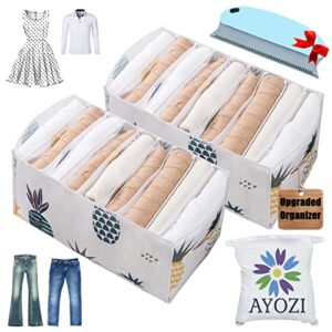 ayozi wardrobe clothes organizer for jeans,drawer organizers for clothing, 2pack 9 grids jeans organizer,closet organizers and storage for clothes thick large clothes organizer for folded clothes