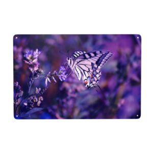 ziusuol creative tin sign funny novelty purple lavender flowers metal sign retro wall decor for home door garden bars restaurants office vintage sign gift 12 x 8 inch plaque tin sign