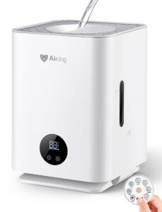 airdog evaporative humidifier, nanoscale cool mist-free humidifier for bedroom large room, whisper quiet, constant humidity, easy to clean, remote control, 3l air humidifier for baby, indoor plants