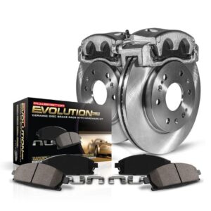 power stop kcoe2278a autospecialty front brake caliper kit- brake rotors, brake pads & calipers for nissan frontier 1999-2002 [model specific]