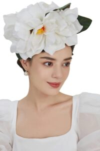 coucoland flower hat fascinators for women - white fancy tea party church derby hats floral fascinator headband