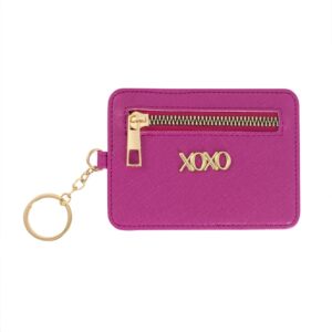 xoxo women’s wallet mini mgenta saffiano leather key card id coin case, xw321348g-42-a11