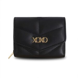 xoxo women’s wallet small black vegan leather quilted pattern zip around indexer xw321354g-42-a02 0