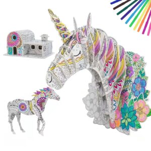 3d coloring puzzle arts creative diy project kit crafts gift unicorn for boys and girls 1