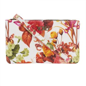 xoxo women’s large white floral saffiano multifunction solid/patterned wristlet