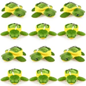 12 pieces plush stuffed ocean animals, mini soft stuffed sea animals bulk sea creatures toys for kids(small turtle style,3.2 inch)