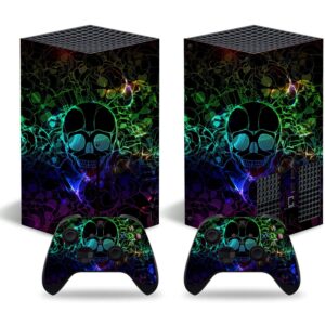 moducqy skull x-box series x skins set，cool horror stickers protector wrap cover protective faceplate full set compatible with x-box series x console and controller skins