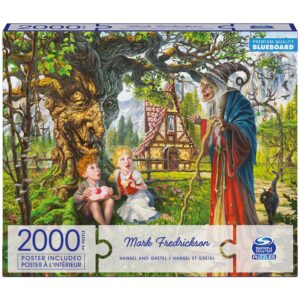 spin master puzzles, hansel and gretel 2000-piece jigsaw puzzle artist mark fredrickson fairytale funny cartoon with poster, for adults & kids ages 12+