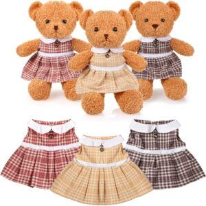 landhoow 3 pcs cute dress outfit bear clothes fits most 14-18 inch bear and make your own stuffed animals bear clothes for girls bear accessories, not included bear