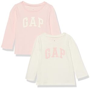 gap baby girls long sleeve logo t-shirt t shirt, light shell pink, 12-18 months us