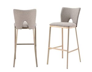 limari home charlton collection modern style fabric upholstered bar stool with antique brass iron frame (set of 2), beige