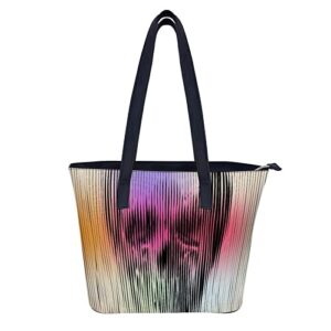 diamond skull women's tote bag pu leather shoulder bag handbags purse for work shopping travel