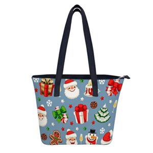 christmas santa cookies women's tote bag pu leather shoulder bag handbags purse for work shopping travel