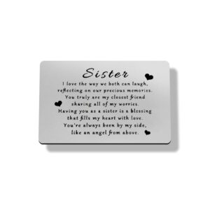 sister engraving wallet card sister gifts from sister brother soul sisters bestie gift for women birthday gifts for little sisters friendship gifts for friend bff gifts christmas thanksgiving present