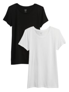 gap womens 2-pack crewneck favorite tee t-shirt, true black, medium us