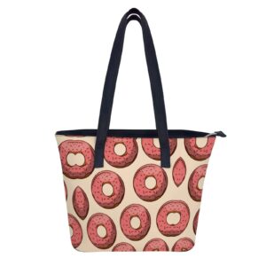 donuts bakery design women's tote bag pu leather shoulder bag handbags purse for work shopping travel