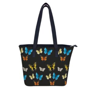 beautiful butterfly women's tote bag pu leather shoulder bag handbags purse for work shopping travel