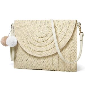 raffia woven wicker clutch bag straw purse for girls summer beach crossbody handbags