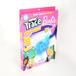 magic trace light to draw barbie and friends | drawing & coloring activity set | includes 16 pages and 6 dual tipped markers |ages 6+