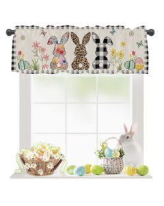 valance curtain for kitchen windows happy easter fashion leopard gorgeous flower plaid bunny dream garden elegant bathroom window curtain valance rod pocket for bedroom living room, 1 panel