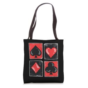 lucky playing cards full hand gambling gamble risk casino tote bag