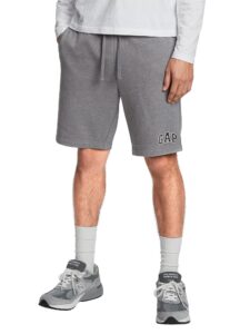 gap mens logo fleece shorts, heather grey, xx-large us