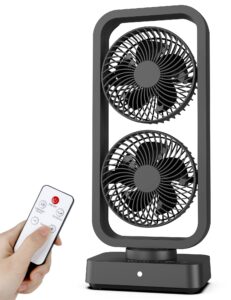 10000mah battery operated fan, 16 inch table fan with remote, oscillation tower fan portable rechargeable, desk fans small quiet, 270° oscillation, 3-speeds for camping travel outdoor bedroom office