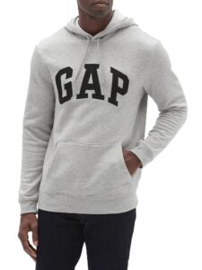 gap mens logo fleece hoodie sweatshirt, light heather grey, small us